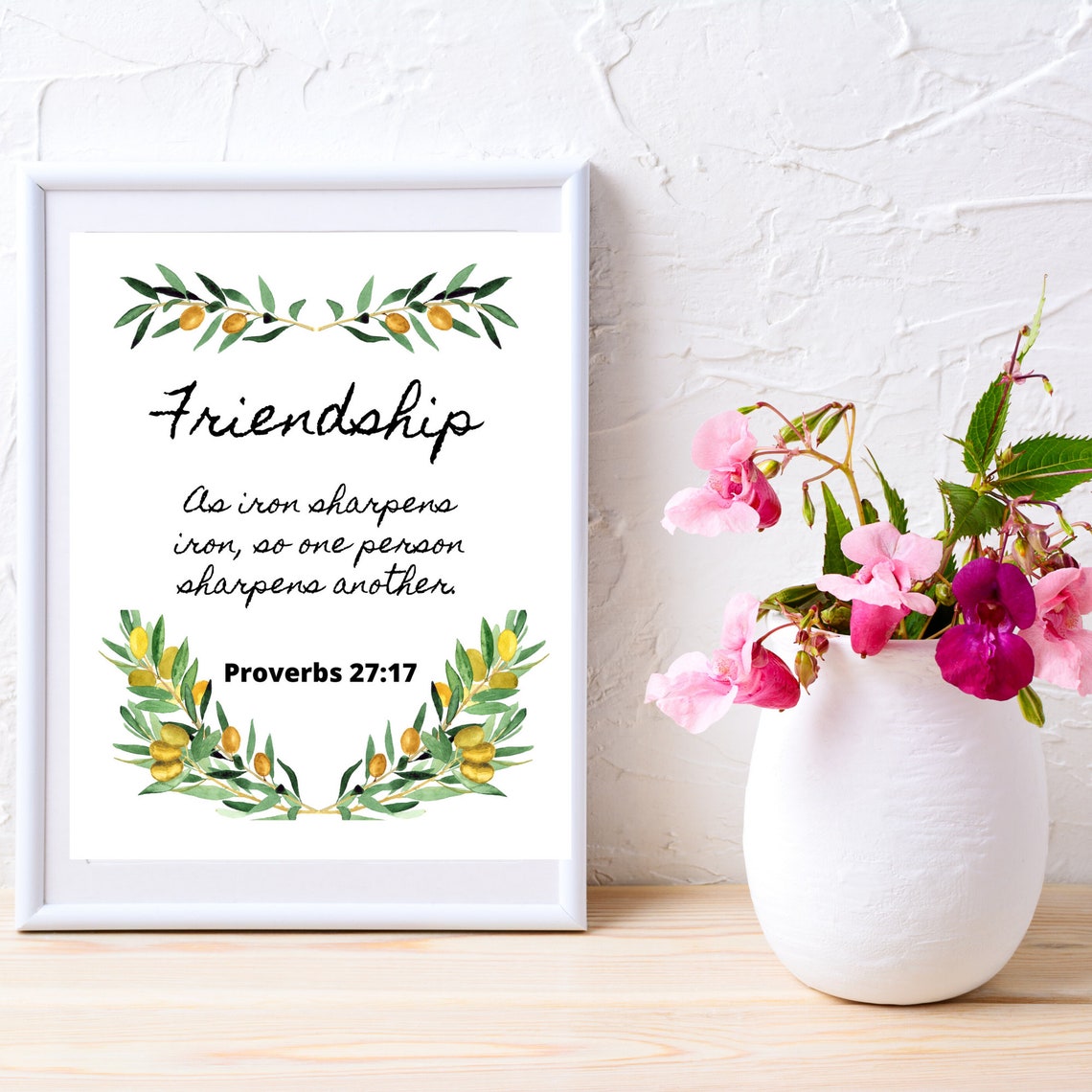 Proverbs 27:17 Printable Wall Art With Olive Branch, 8x10 Christian ...