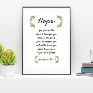 Jeremiah 29:11 Printable Wall Art With Olive Branch , 8x10 Christian ...