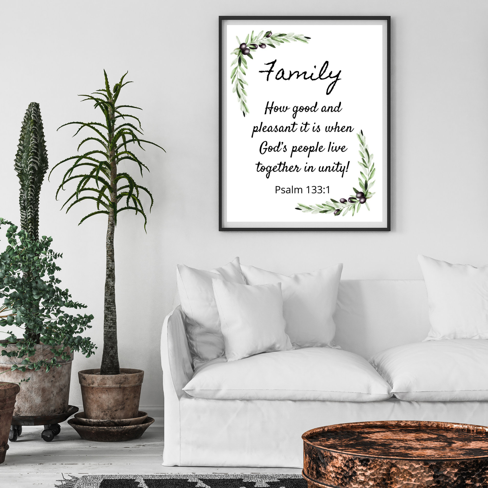 Psalm 133:1 Printable Wall Art With Olive Branch , 8x10 Christian Bible ...