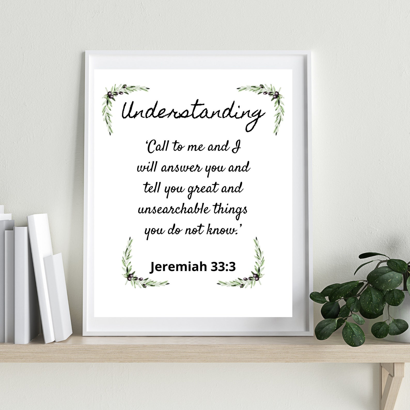 Jeremiah 33:3 Printable Wall Art With Olive Branch , 8x10 Christian ...