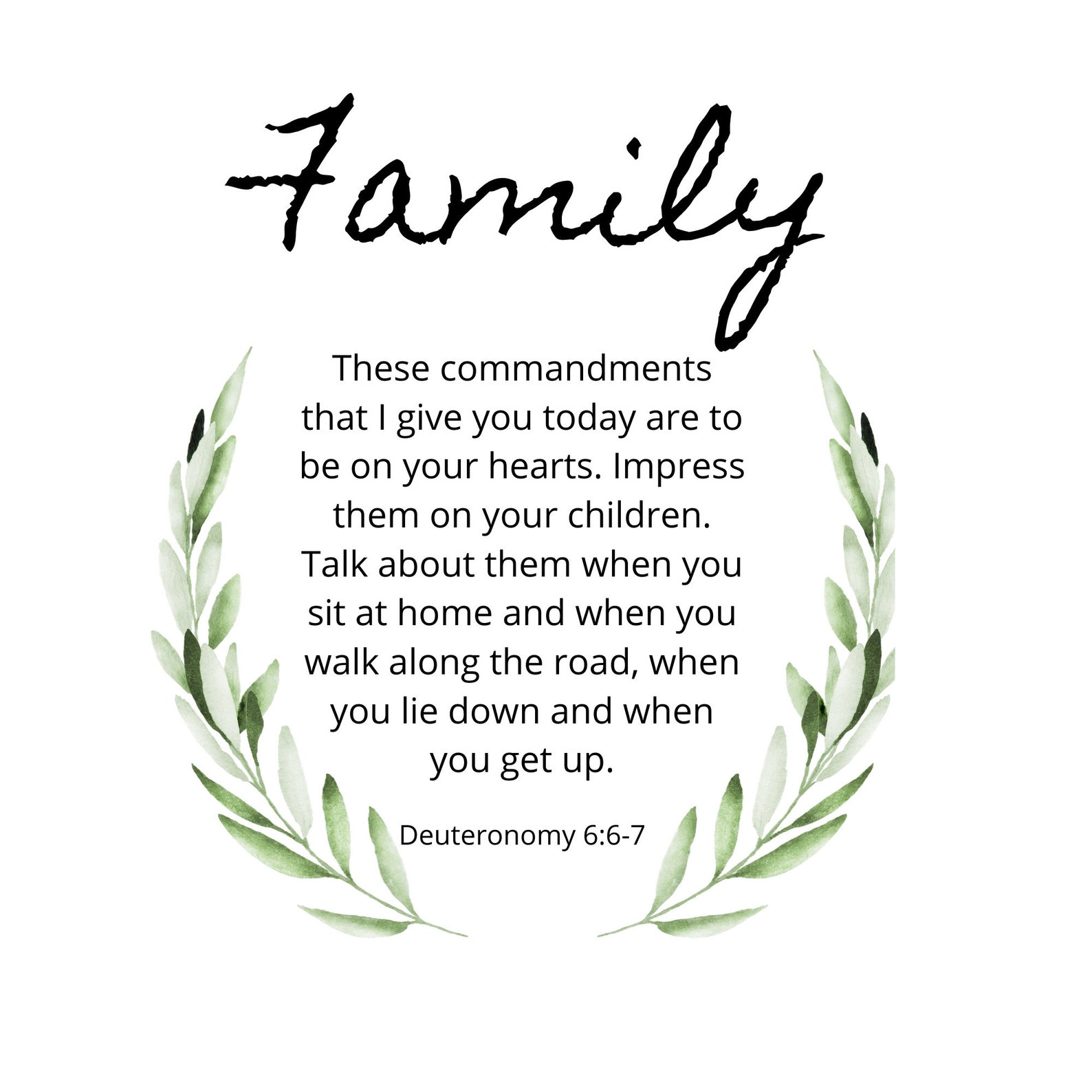 Deuteronomy 6:6-7 Printable Wall Art With Olive Branch, 8x10 Christian ...