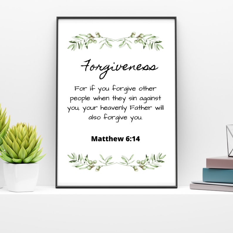 Matthew 6:14 Printable Wall Art With Olive Branch, 8x10 Christian Bible ...