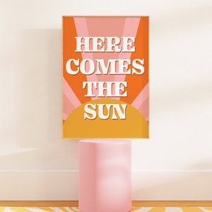 The Beatles Music Print, Here Comes the Sun Music Poster, 70's Retro ...