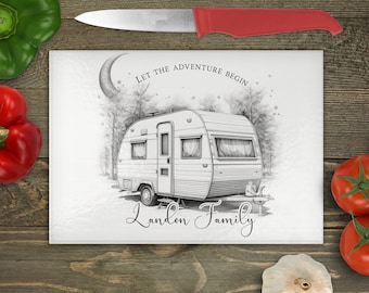 Robin Personalised Glass Chopping Cutting Board, Large, Worktop Saver ...