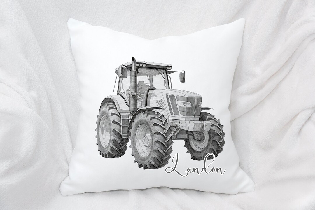 Personalised Sketched Pencil Drawing Tractor Cushion, Cuddle Pillow ...
