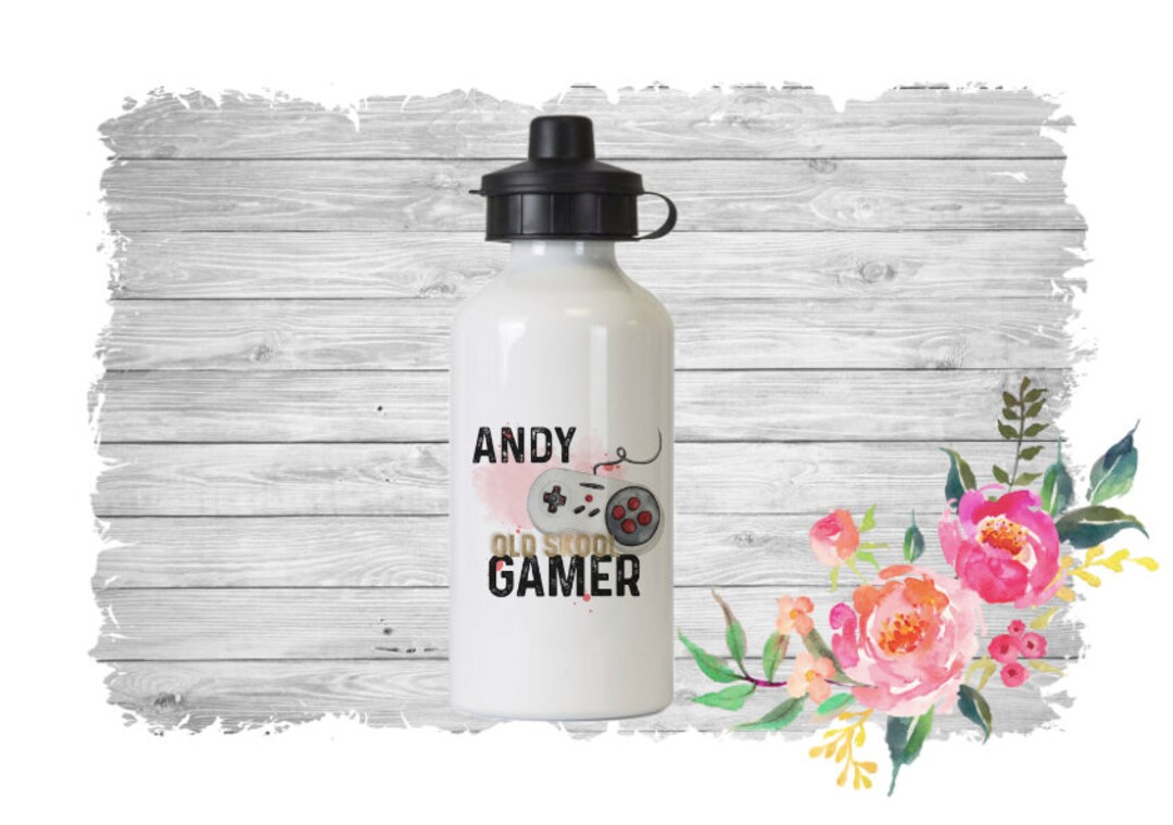 Personalised Retro Gaming Water Bottle, 2 Controller Options Ideal Gift ...