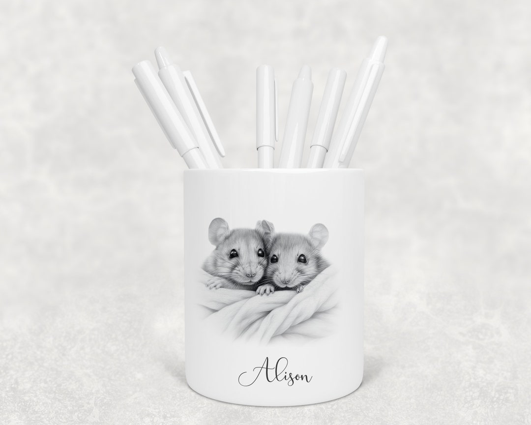 Personalised Pencil Drawing Sketched Mice Pencil Pot Ideal - Etsy