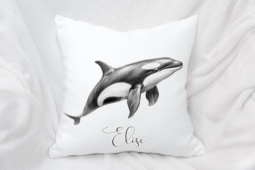 Personalised Sketch Drawing Killer Whale Orca Cushion or Water Bottle ...