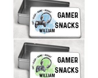 Personalised Gamer Snack Tin Games Controller Rainbow - Etsy UK