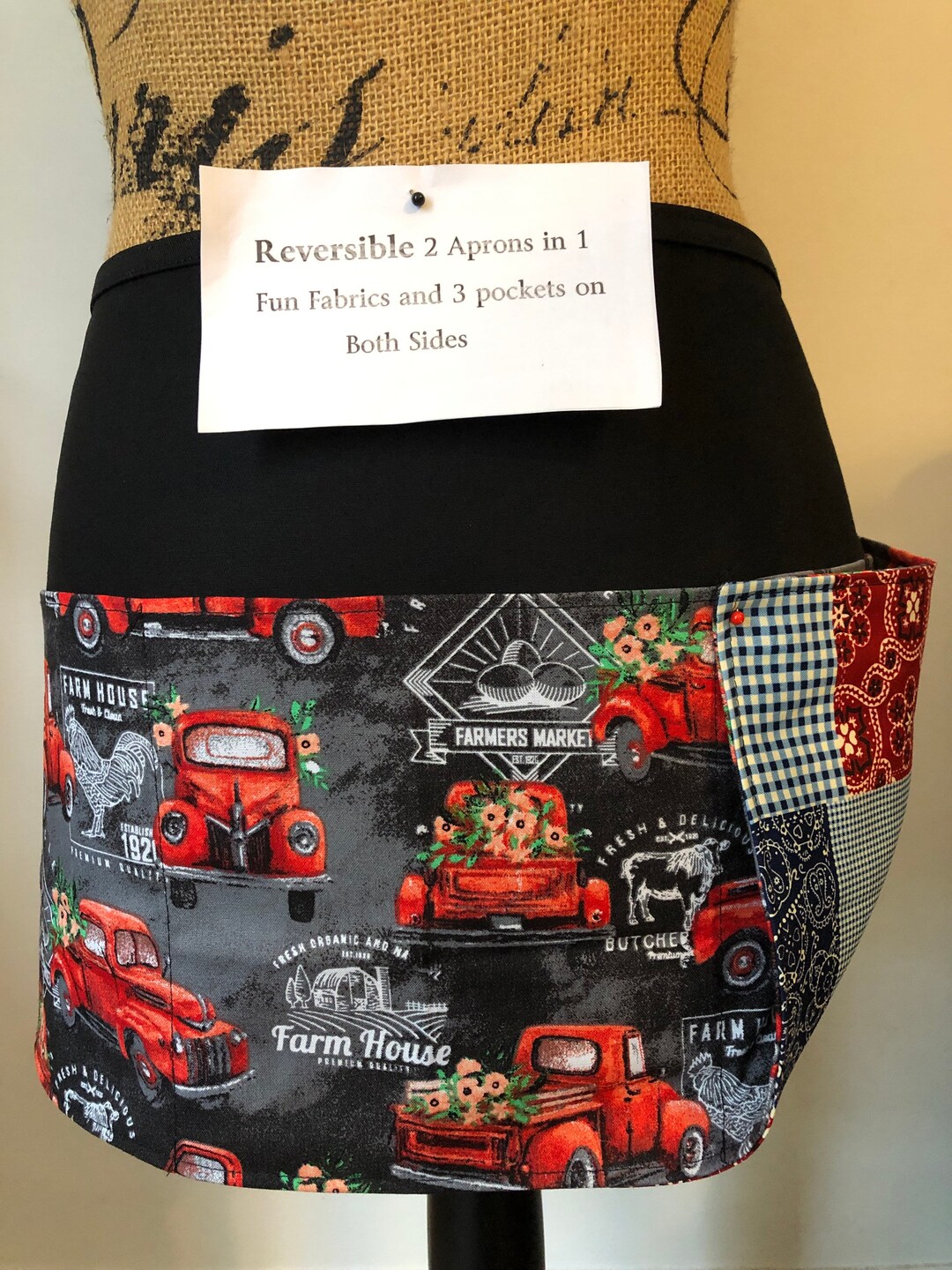 Farmhouse Cow Country Old Truck 2 in 1 Reversible Waitress Server Half ...