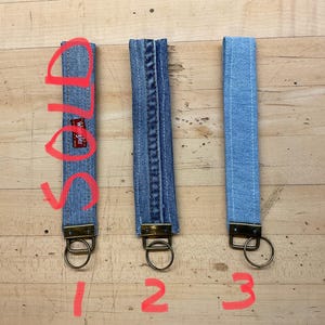 Upcycled Jean Denim Fabric Key Fob Keychain Wristlet - Etsy