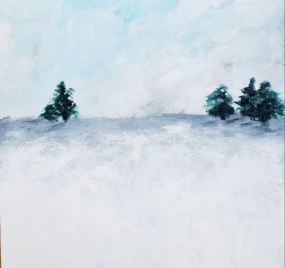 Original Art Snowy Landscape | Etsy