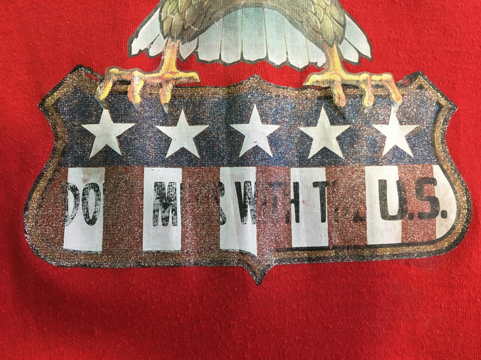 Vintage 80s patriotic sparkly flag USA eagle graphic red soft | Etsy