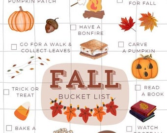 Fall Bucket List Printable Digital Download, Autumn Activities List ...