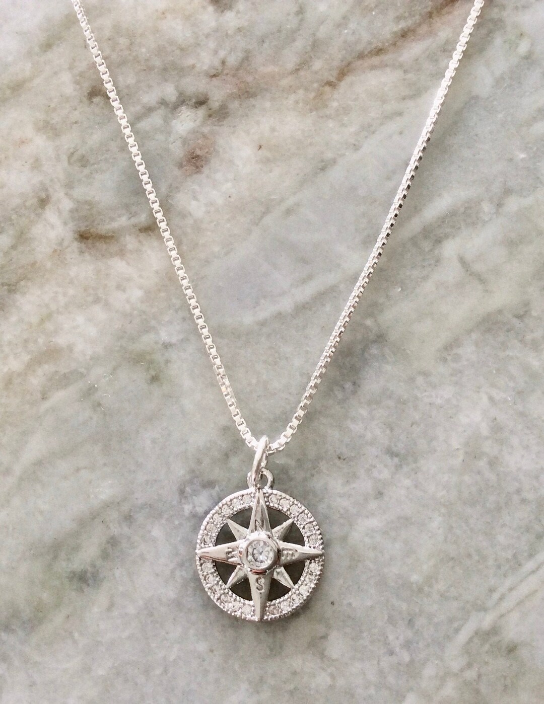Compass Rose Necklace Nautical Jewelry Nautical Gift 20 in Sterling ...