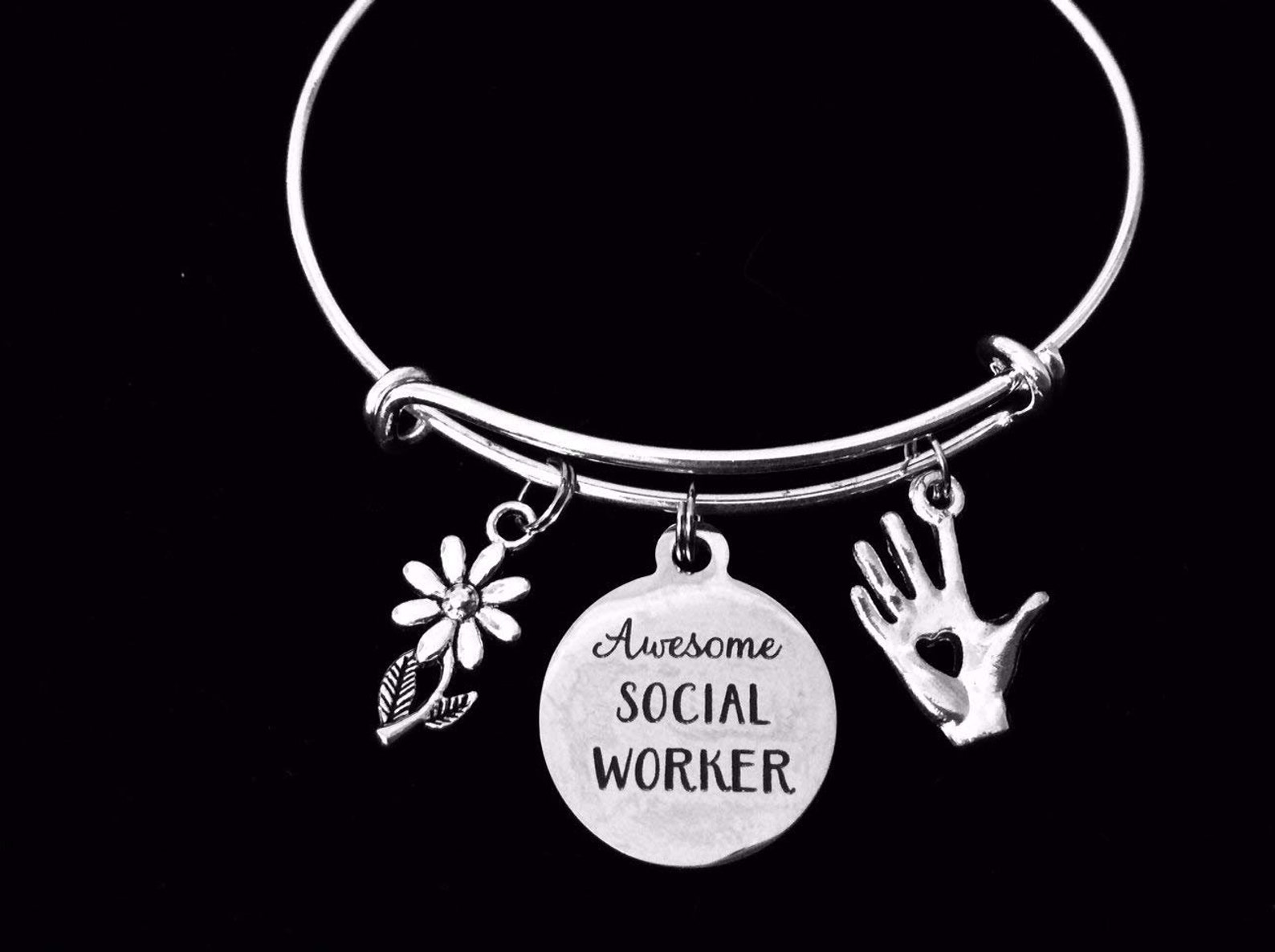 Social Worker Gift Expandable Charm Bracelet Silver Adjustable - Etsy