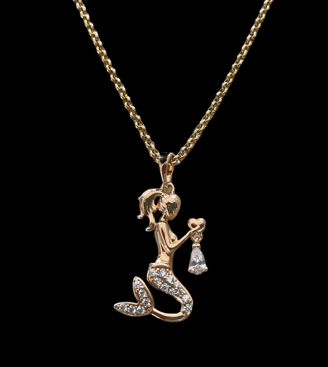 Silver or Gold Mermaid Necklace 18K Gold Filled Mermaid Pendant ...