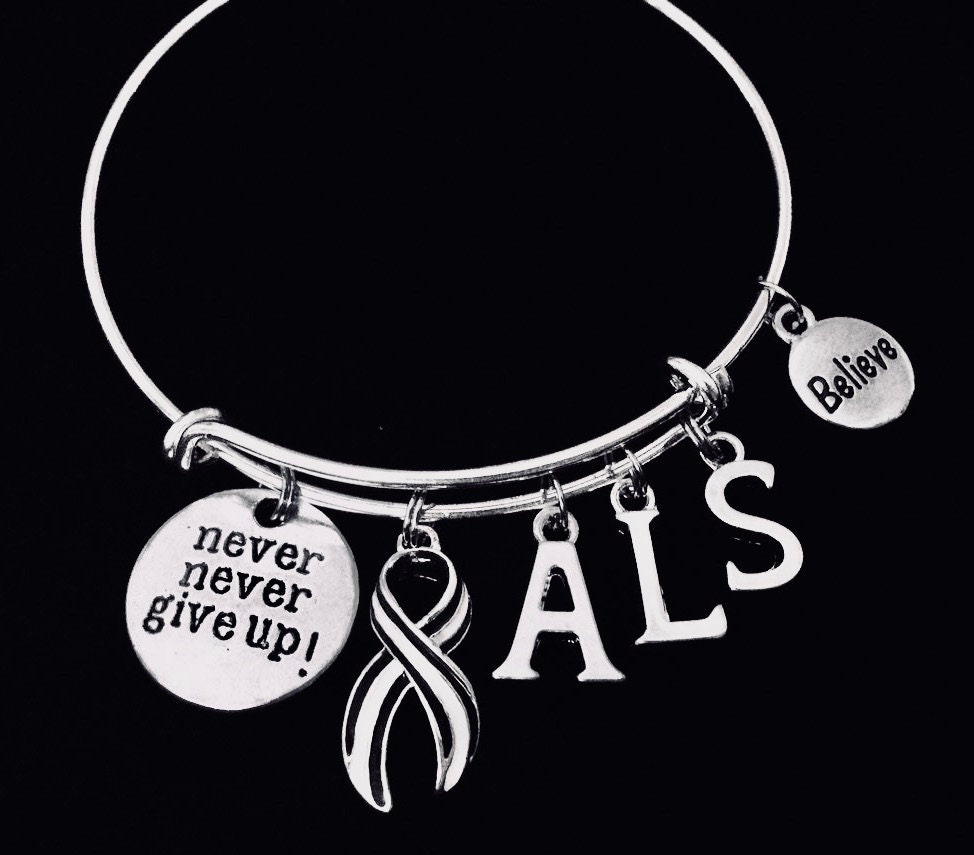 ALS Awareness Ribbon Expandable Charm Bracelet Amyotrophic - Etsy