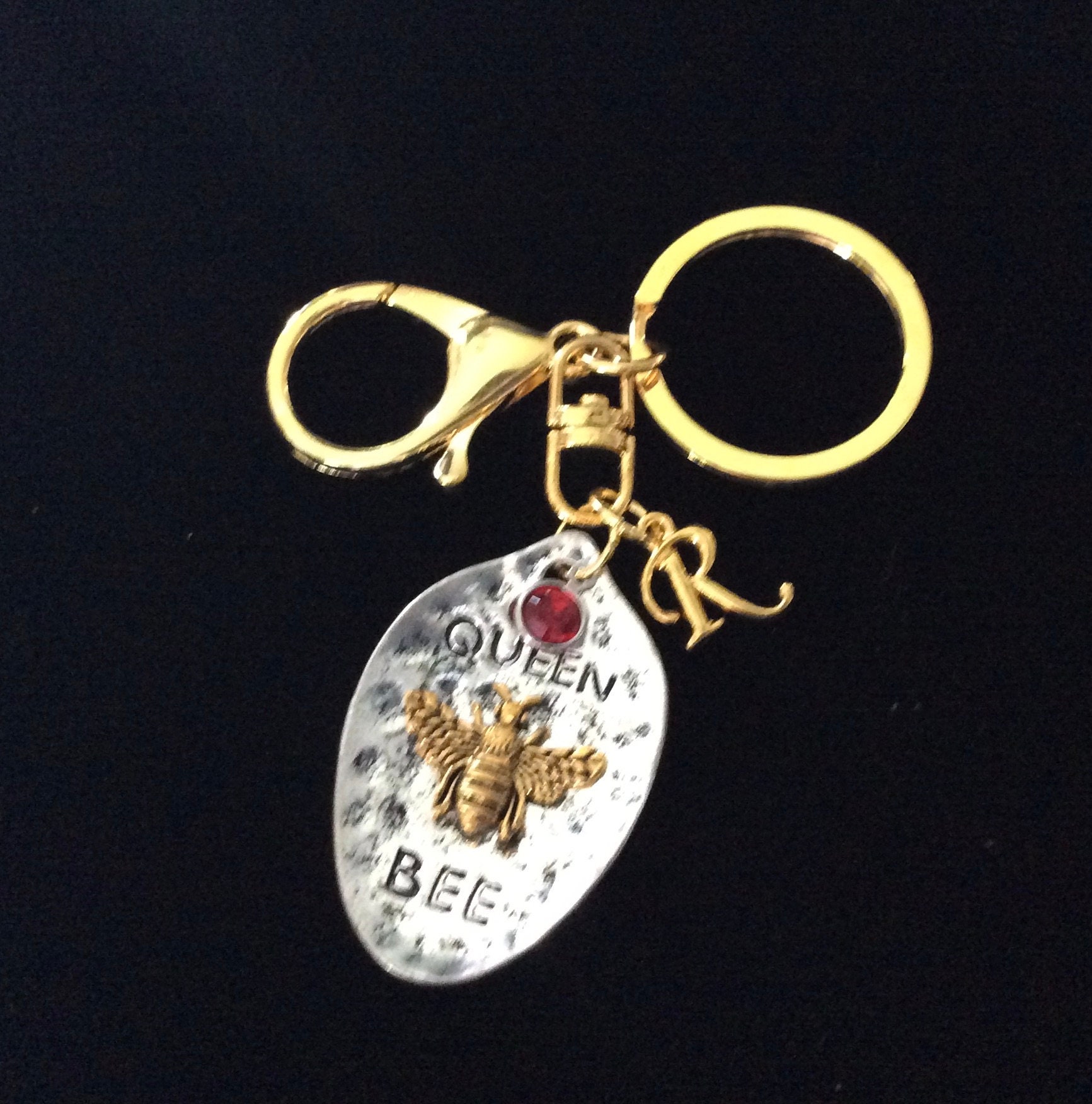 Queen Bee FOB Keychain Gold Bee Inspirational Gift Silver Key | Etsy