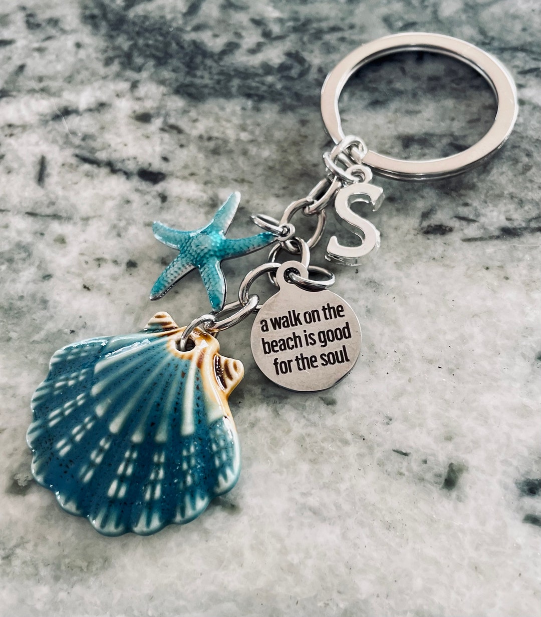 A Walk on the Beach is Good for the Soul Keychain Beach Themed Key ...