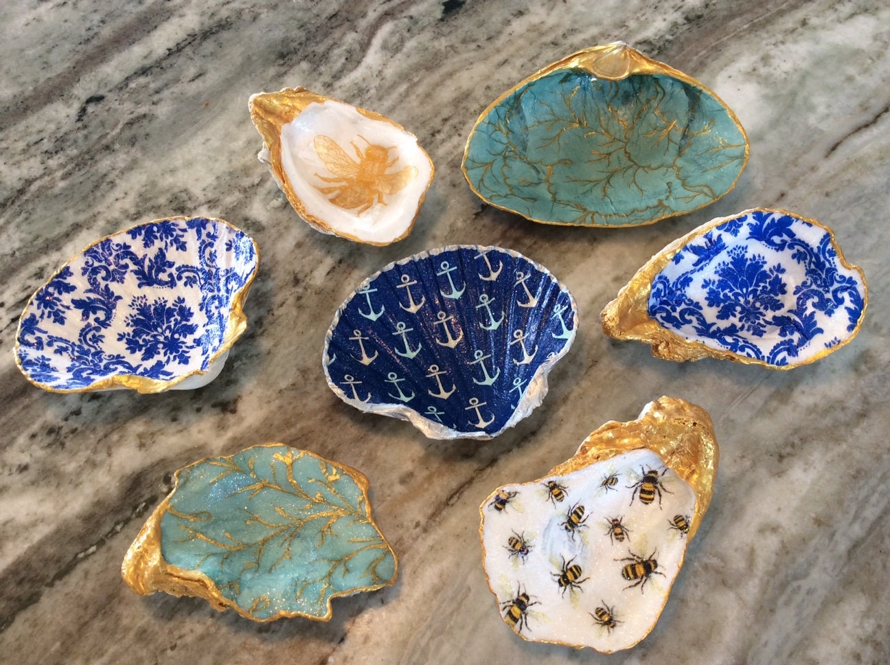 Large Hand Painted Oyster Shell Jewelry Dish Trinket Dishes | Etsy