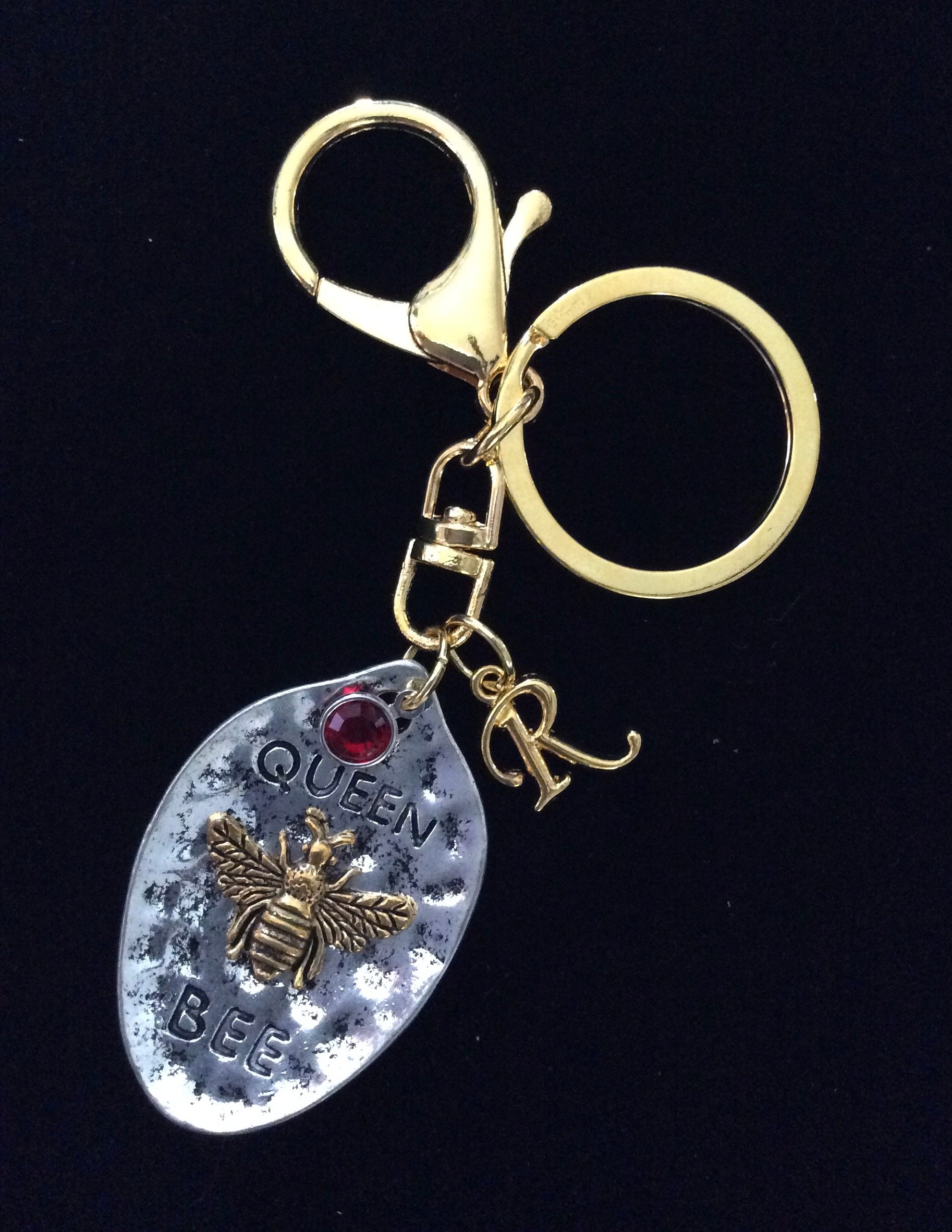 Queen Bee FOB Keychain Gold Bee Inspirational Gift Silver Key - Etsy
