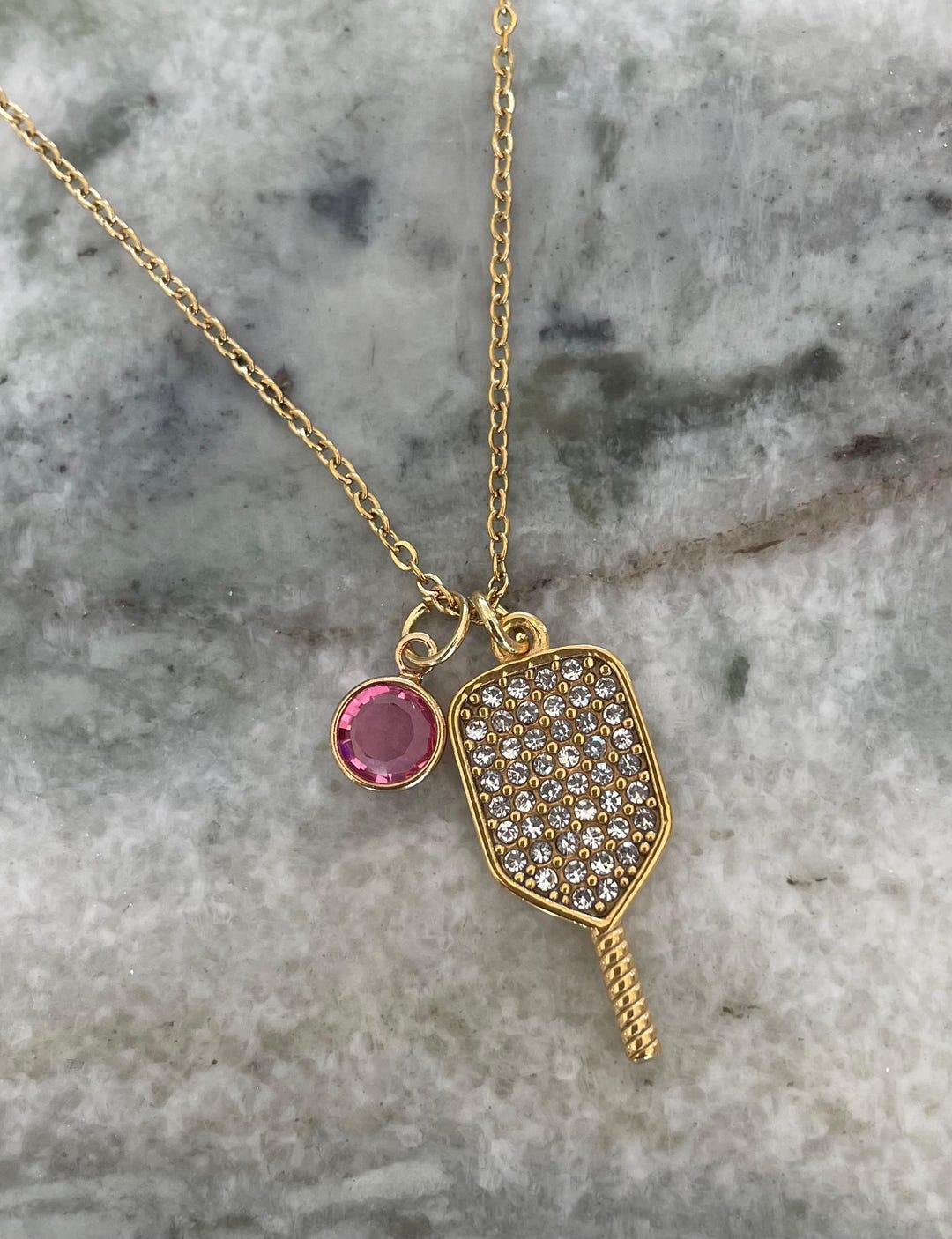 Gold Pickleball Necklace Gold Pickleball Jewelry Personalized Charm ...