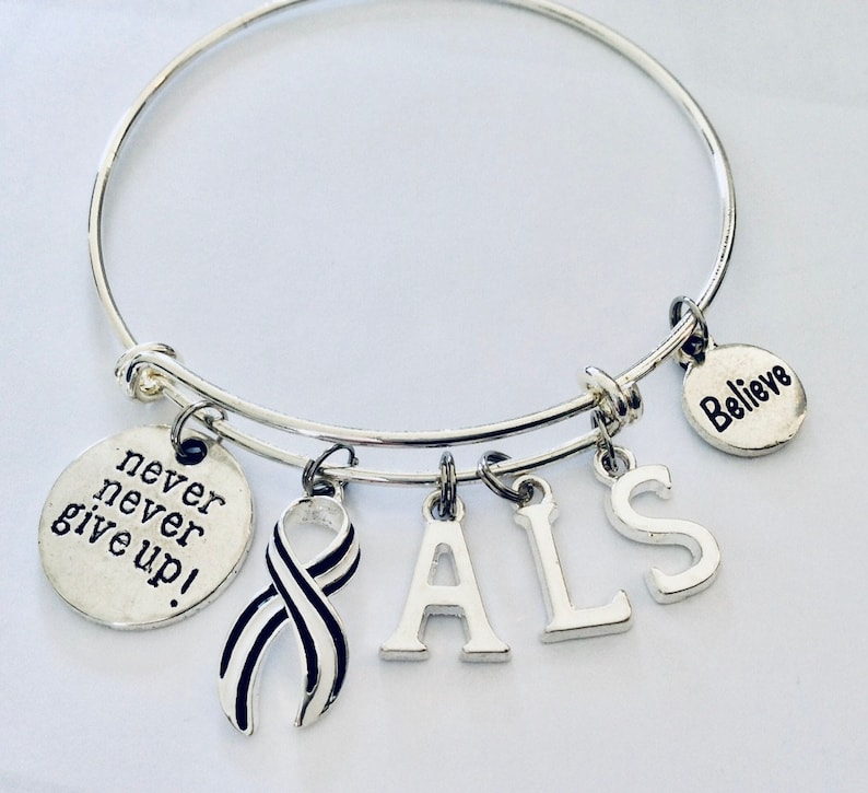 ALS Awareness Ribbon Expandable Charm Bracelet Amyotrophic - Etsy