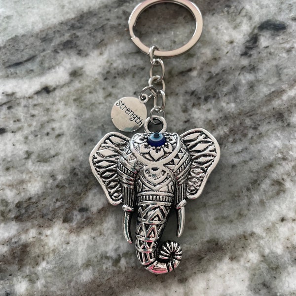 Elephant Evil Eye Keychain - Etsy