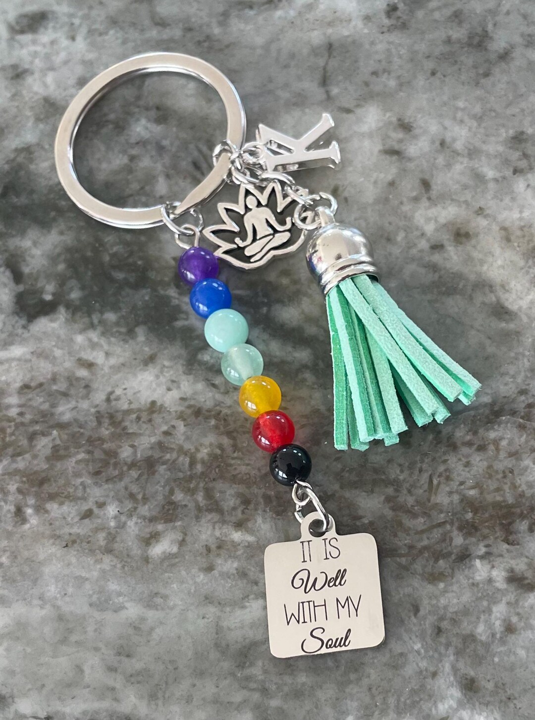 7 Chakra Keychain It is Well With My Soul Personalized Keychain Yoga ...