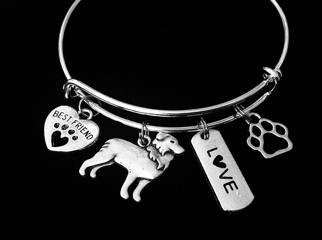 Border Collie Charm Bracelet Silver Adjustable One Size Fits All Border ...