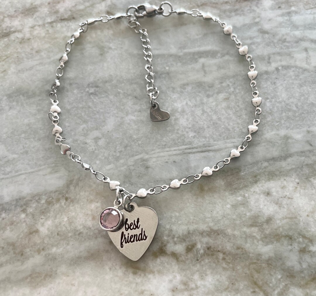 Best Friends Anklet Stainless Steel Heart Anklet Beach Jewelry One Size ...