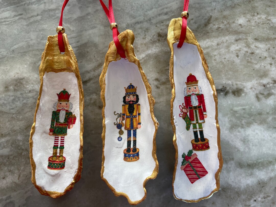 Nutcracker Christmas Ornament Hand Painted Oyster Shell Christmas Tree ...