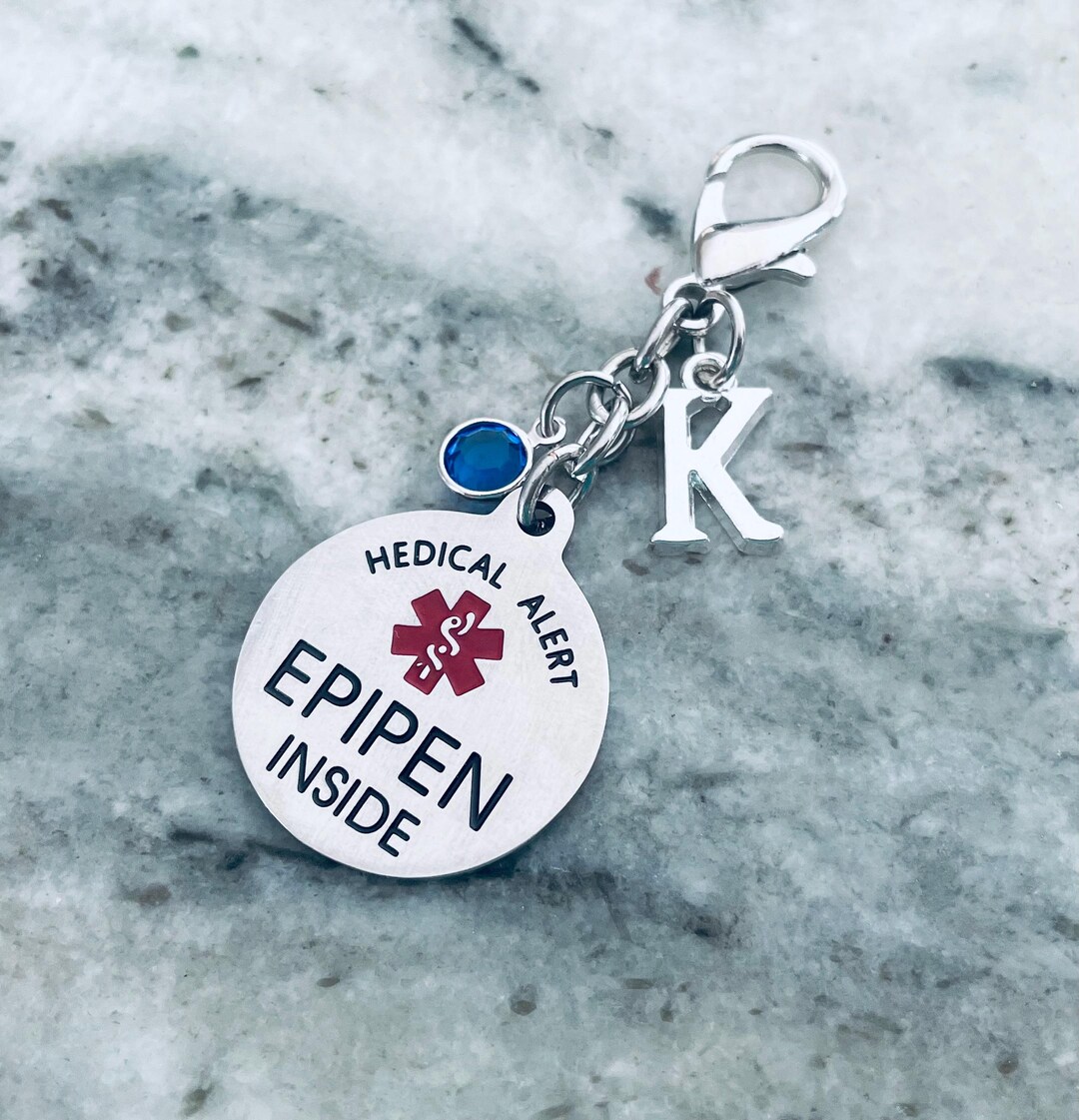 EPIPEN INSIDE Allergy Alert Medical Alert Epipen Bag Tag for Epipen Purse Charm Epipen Alert Tag ...