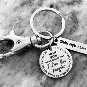To My Son Keychain Gift for Son I Love You Drive Safe FOB Keychain ...