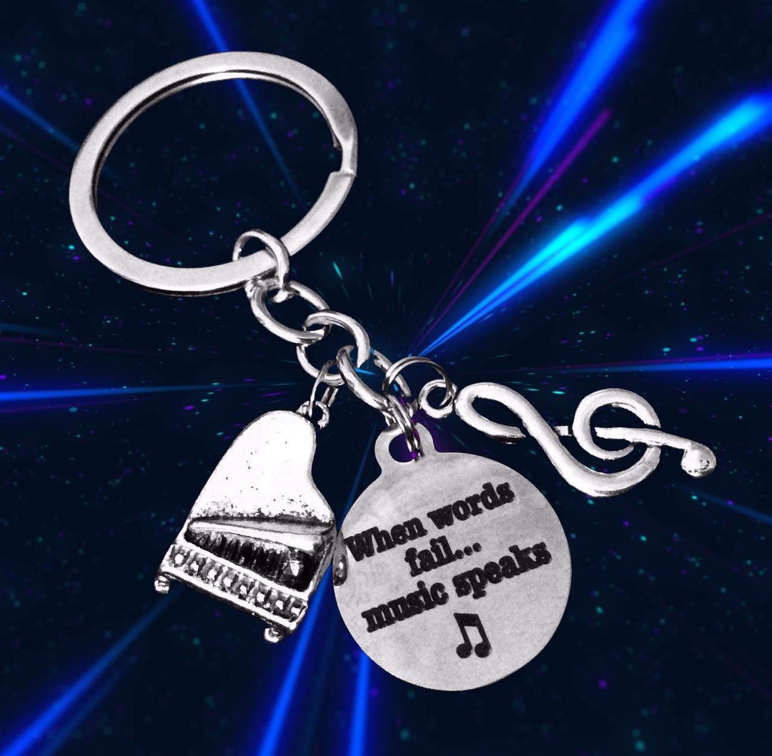 Music Lover Keychain When Words Fail Music Speaks Personalized Keychain ...