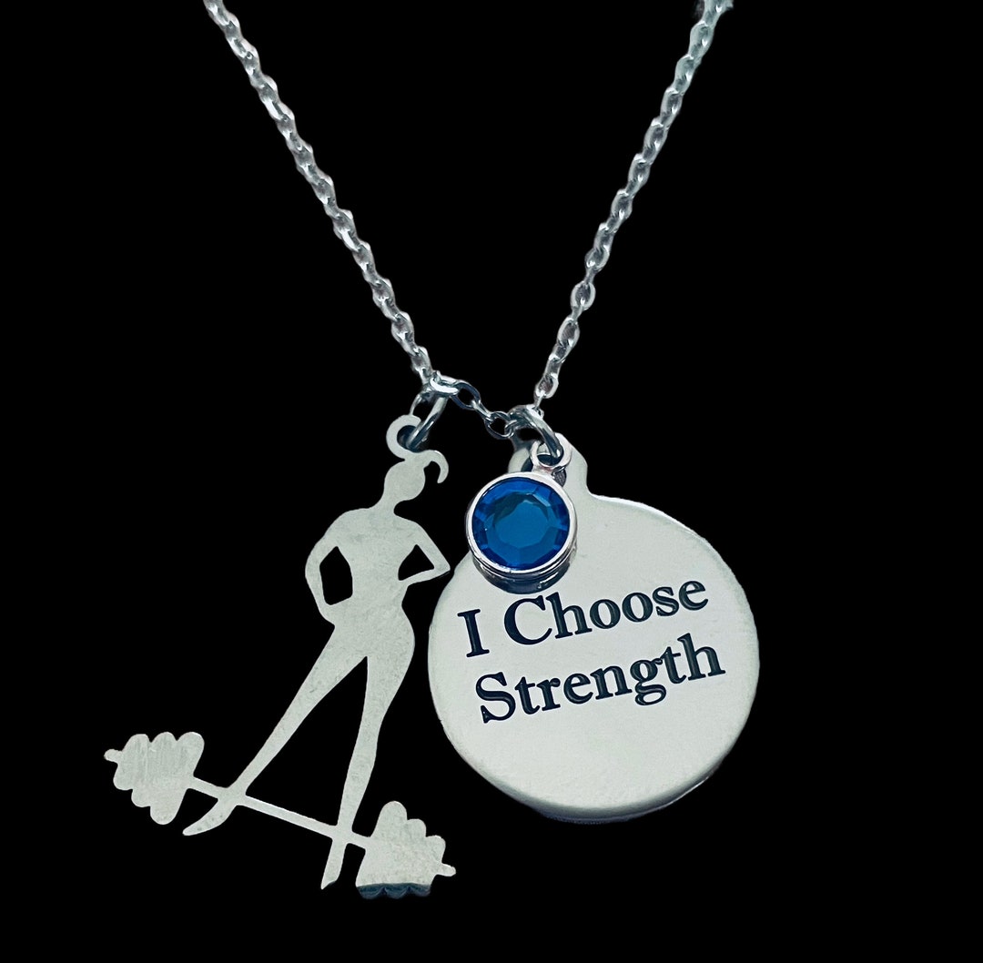 Girl Weightlifter Necklace Choose Strength Custom Charm Necklace Womens ...