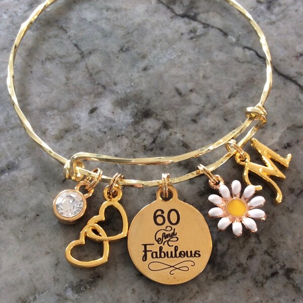 Gold 60th Birthday Bracelet - Etsy