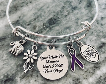 Alzheimer Memorial Bracelet, Dementia Awareness Jewelry, Remembrance ...