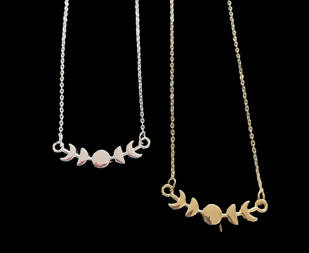 Solar Eclipse Necklace Moon Phases Silver Eclipse Necklace Gold Eclipse ...