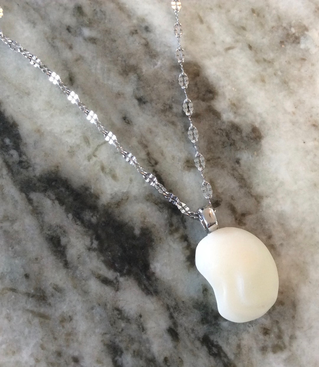 Lake Erie Lucky Stone Jewelry Stainless Steel Butterfly Chain Necklace Nautical Lucky Stone ...