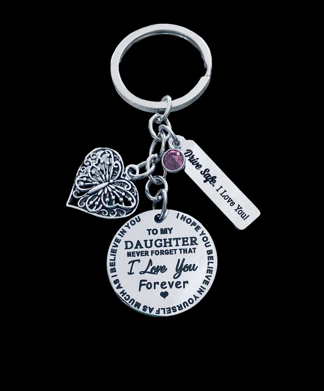 To My Daughter Keychain Gift for Daughter I Love You Drive Safe FOB ...