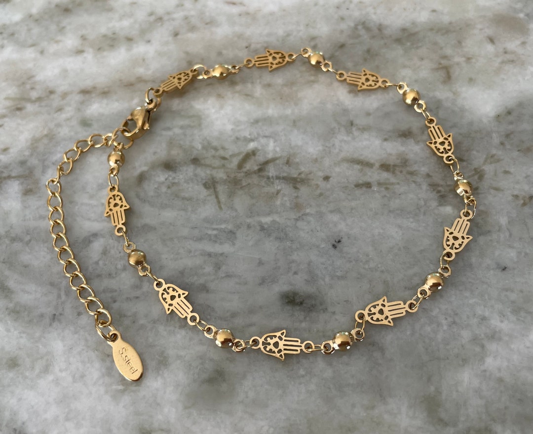 Anklet Hamsa Hand Anklet Protection From Evil Fatima Anklet for Women ...