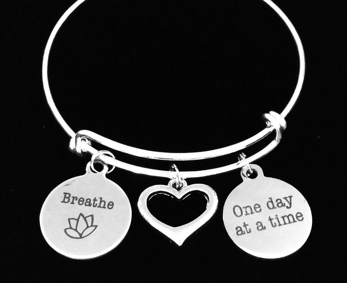 One Day at a Time Expandable Charm Bracelet Adjustable Bangle | Etsy