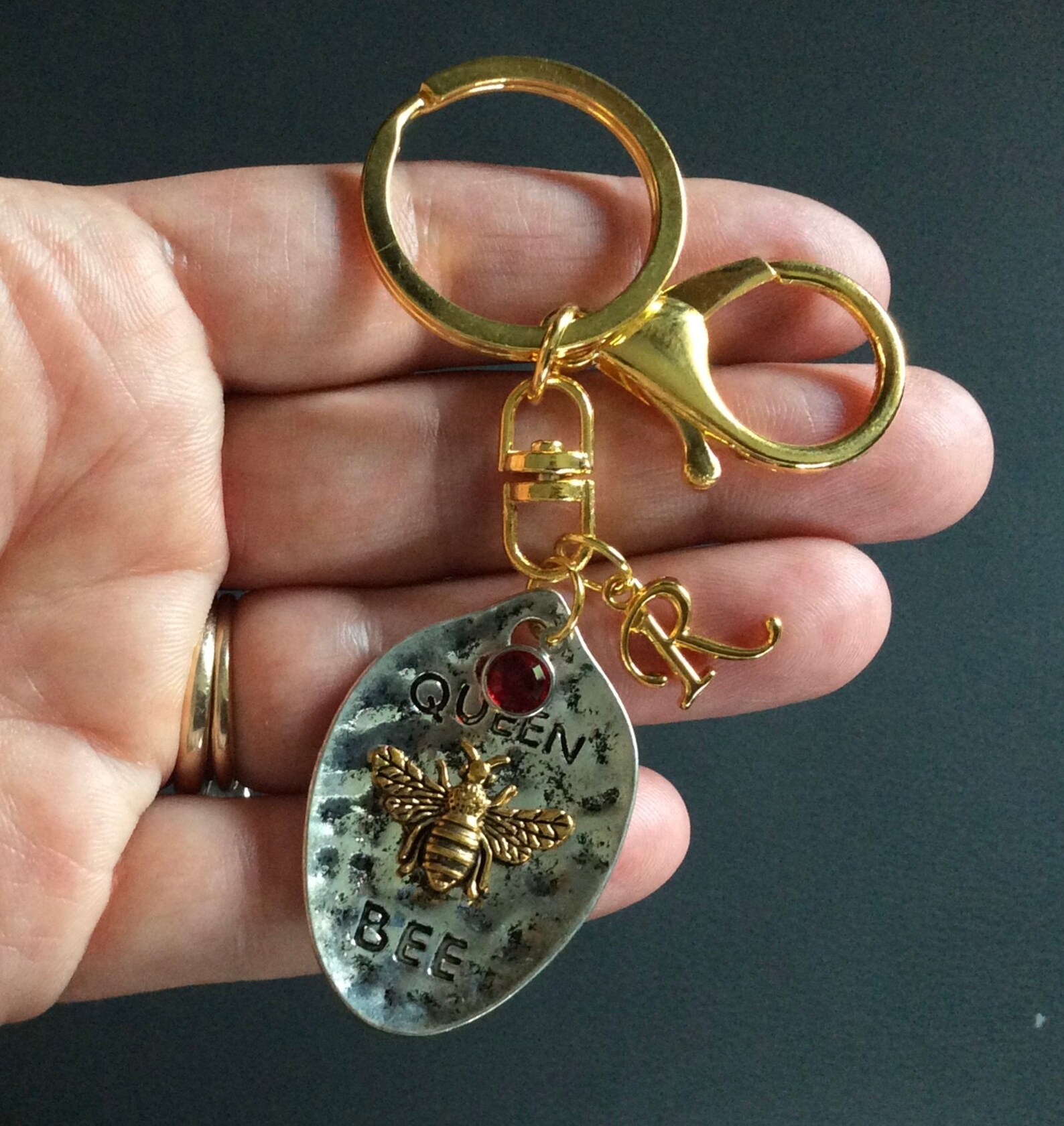 Queen Bee FOB Keychain Gold Bee Inspirational Gift Silver Key - Etsy