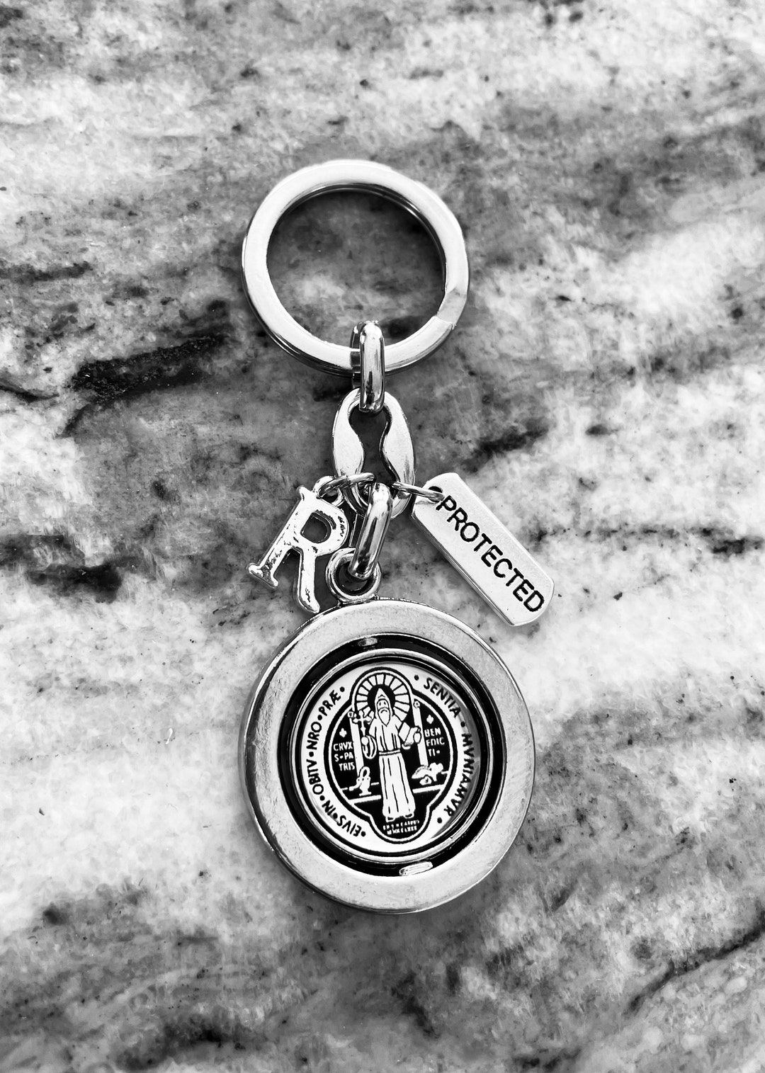 Double Sided Saint Benedict Medal Keychain Sentia Mvniamvr Silver St ...