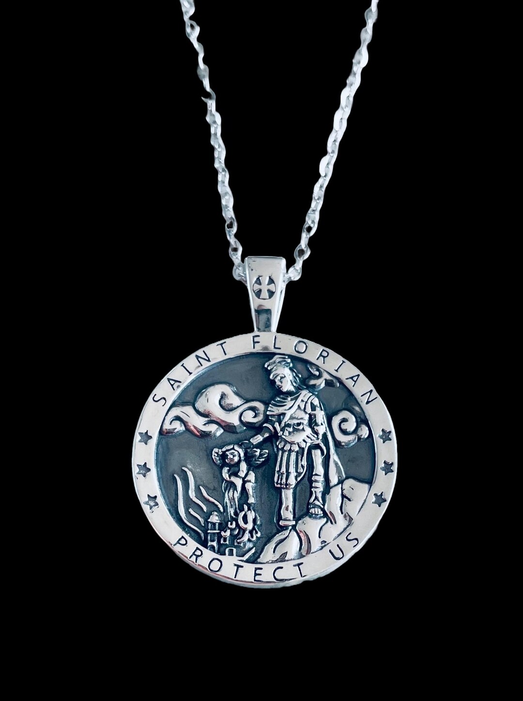 Saint Florian Patron Saint of Firefighters Saint Florian Necklace 925 ...