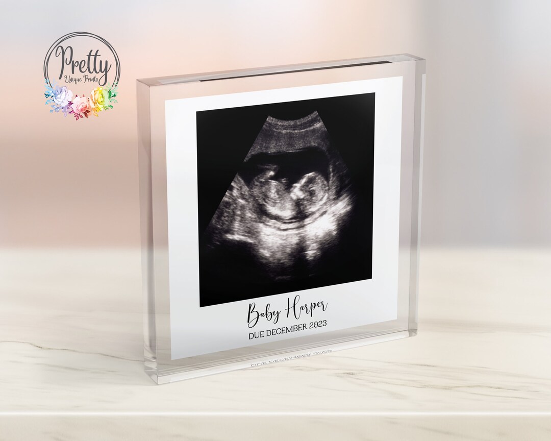 Pregnancy Reveal Photo Block, Baby Scan Photo Gifts, Baby Ultrasound ...