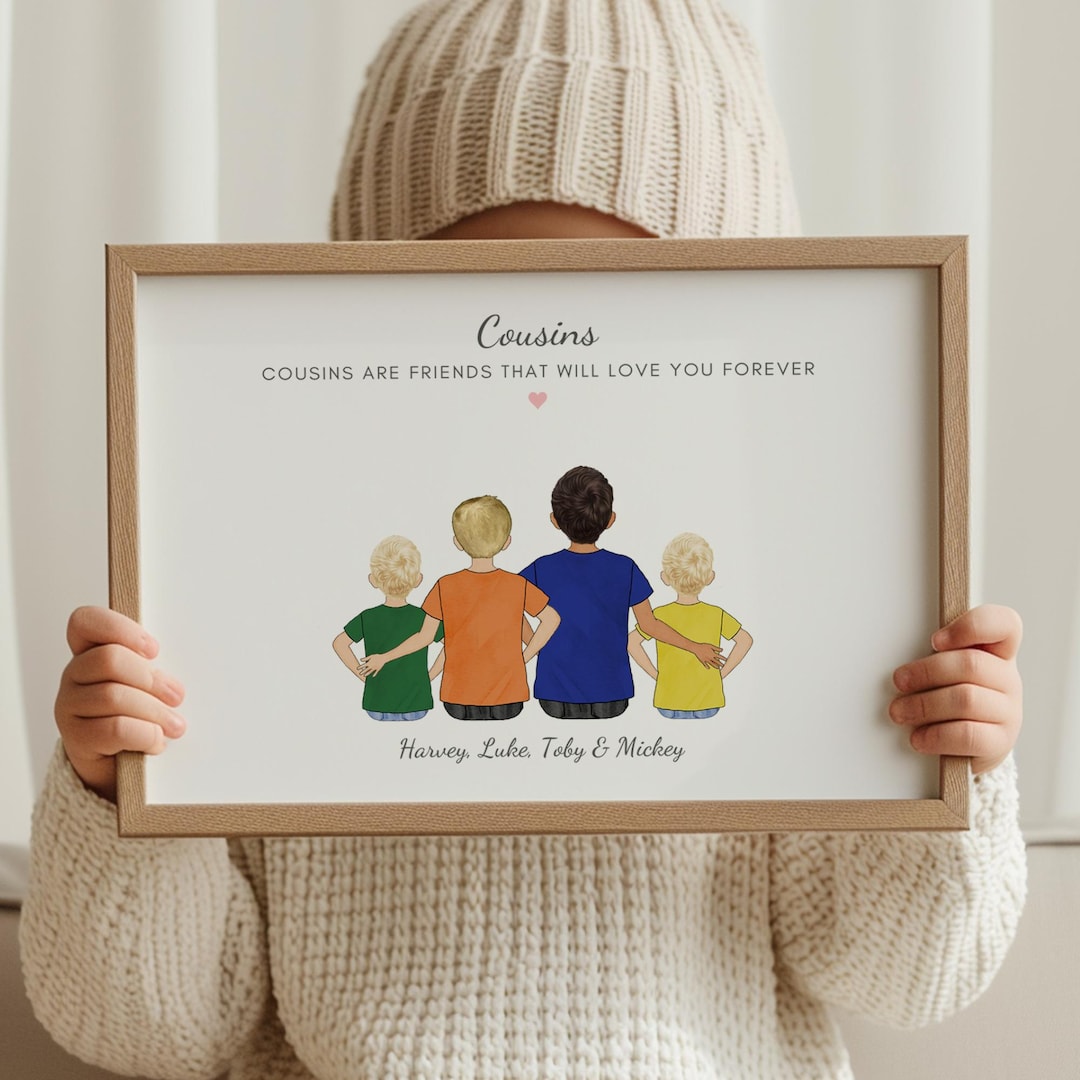 Personalised Cousins Family Print, Custom Cousins Family Gift, Family ...