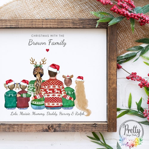 Personalized Christmas Family Portrait Custom Holiday Gift - Etsy